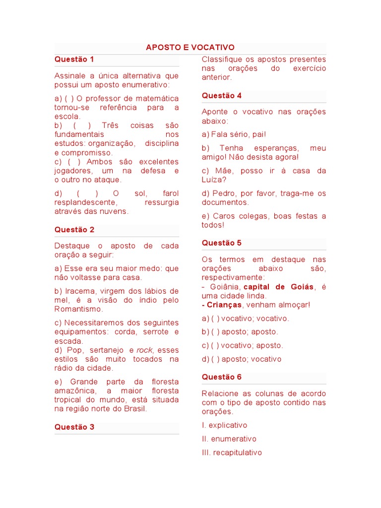 Aposto: o que é, tipos, exemplos - Mundo Educação🎍 Descubra as ...