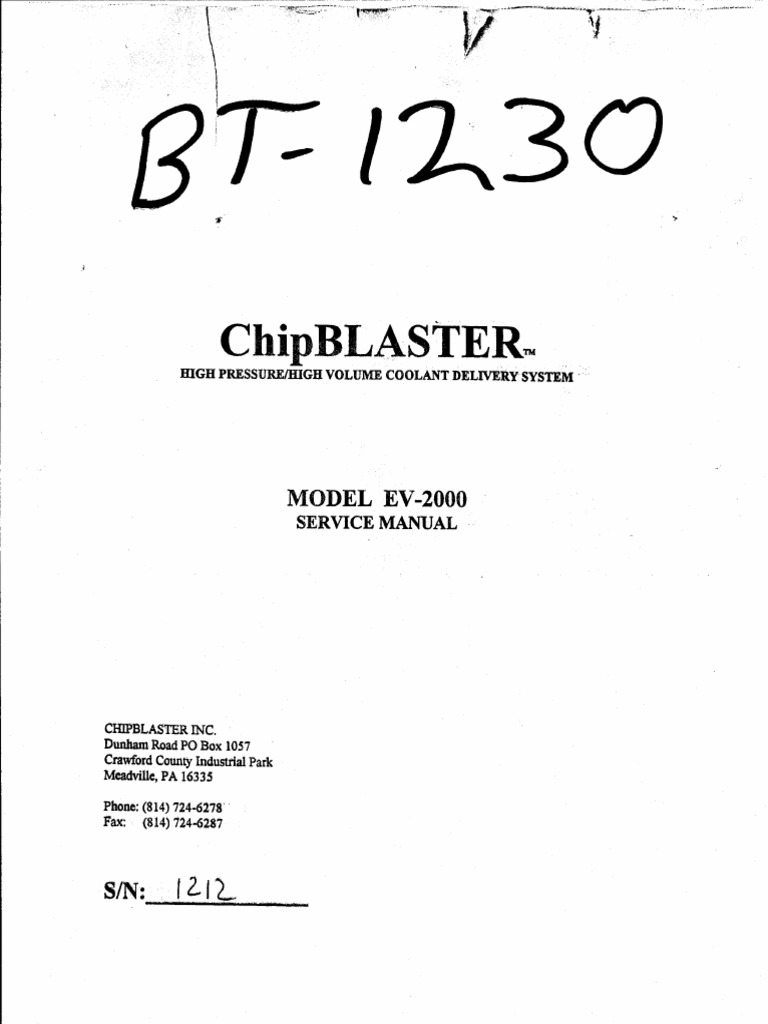 ChipBlaster EV-2000 Service Manual | PDF | Electrical Connector | Relay