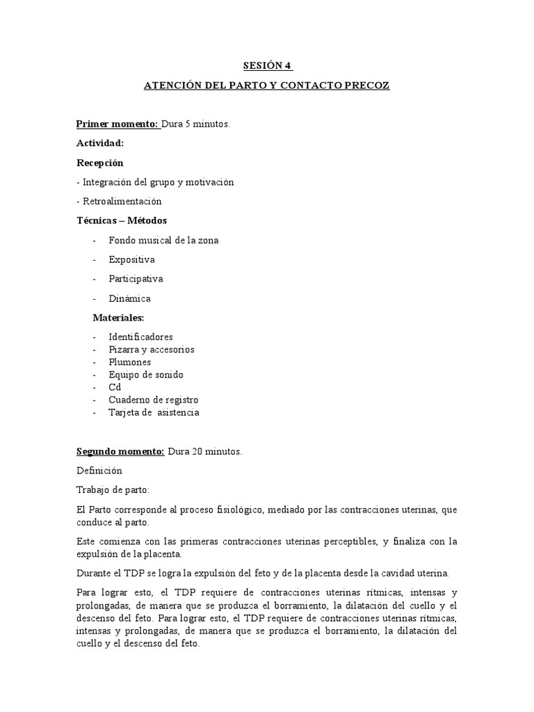 Sesión 4 Psicoprofilaxis | PDF | Parto | Masaje