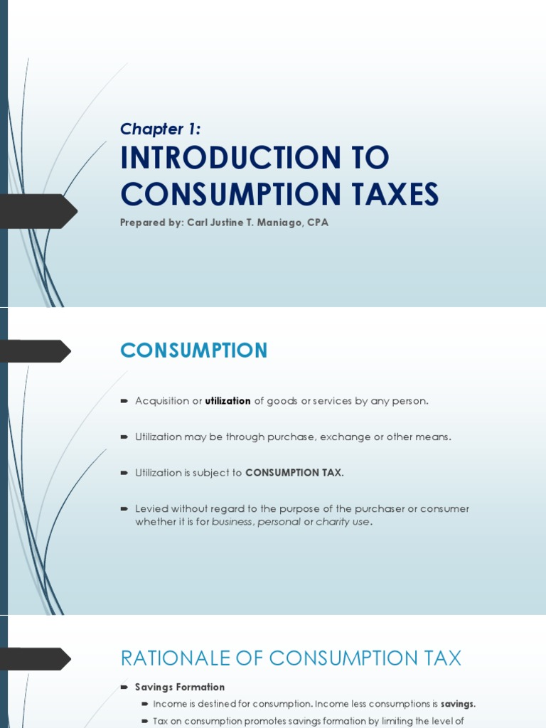 Chapter 1 Introduction To Consumption Taxes | PDF | Value Added Tax | Taxes