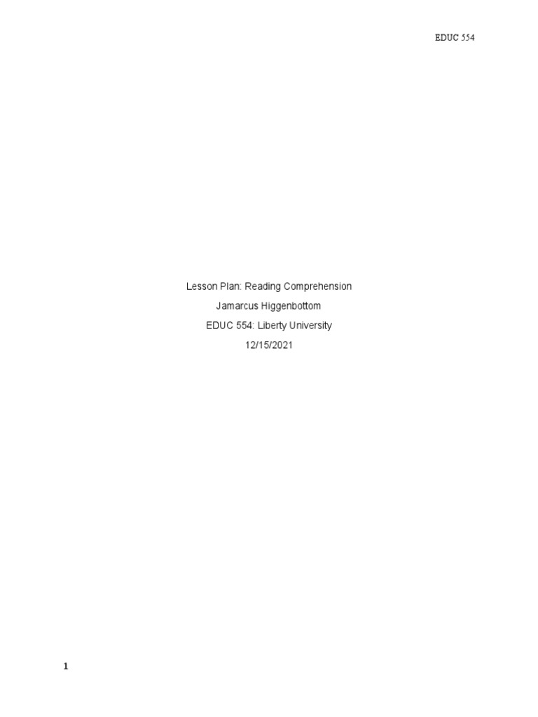 Lesson Plan Reading Comprehension | PDF | Reading Comprehension ...