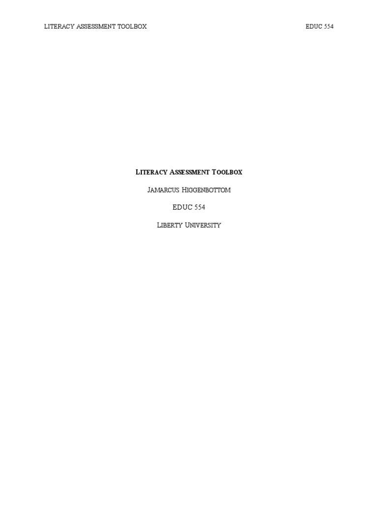 Literacy Assessment Toolbox Assignment | PDF | Reading Comprehension ...