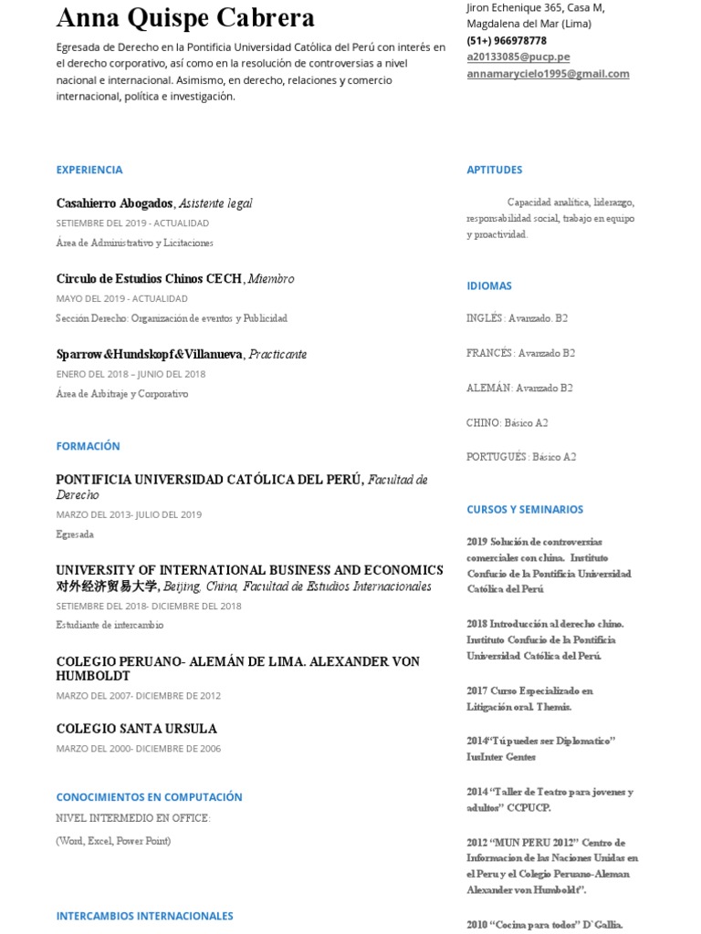 CV. Anna Quispe ES. | PDF | Perú