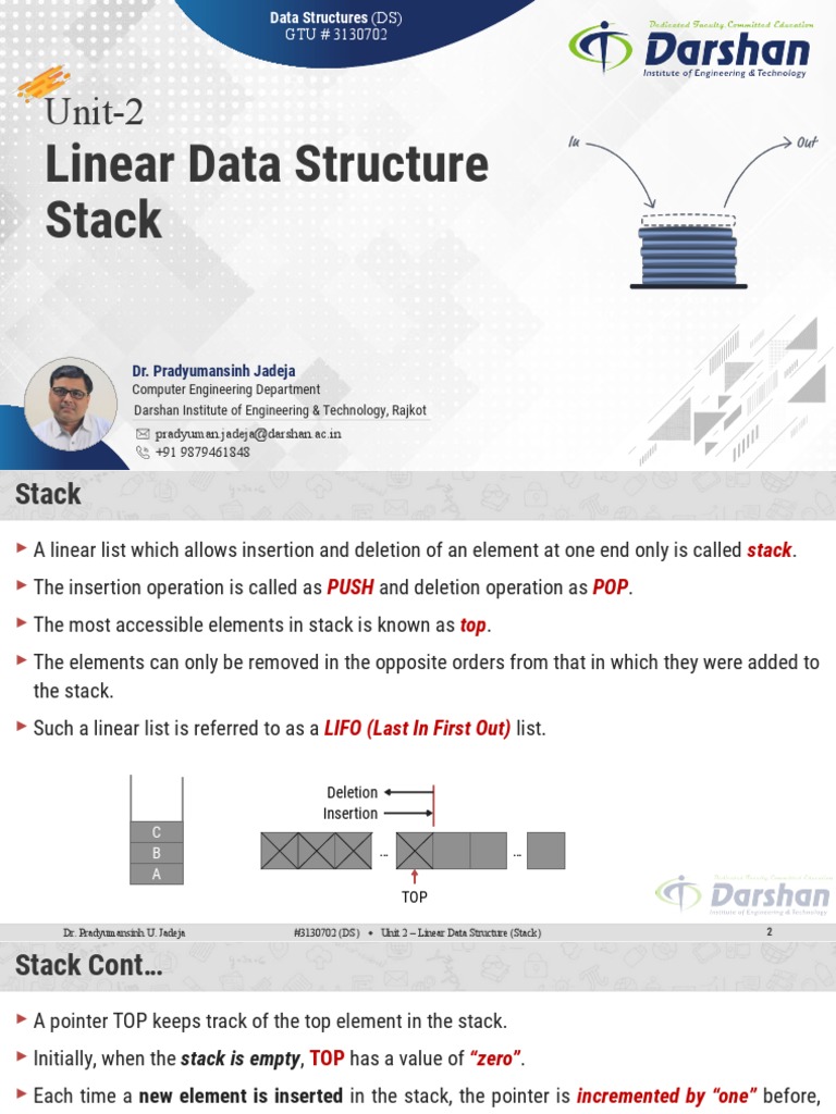 Unit-2: Linear Data Structure Stack | PDF | Subroutine | Theoretical ...