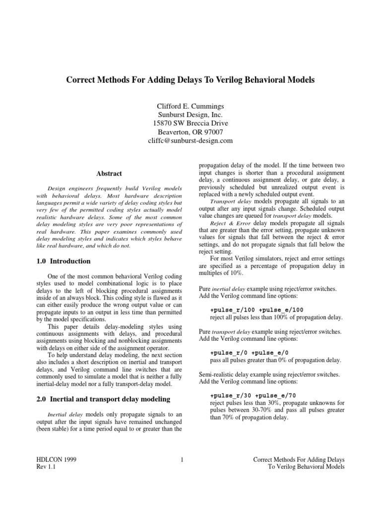 Verilog Delay Modeling Guide | PDF | Electrical Engineering | Computer ...