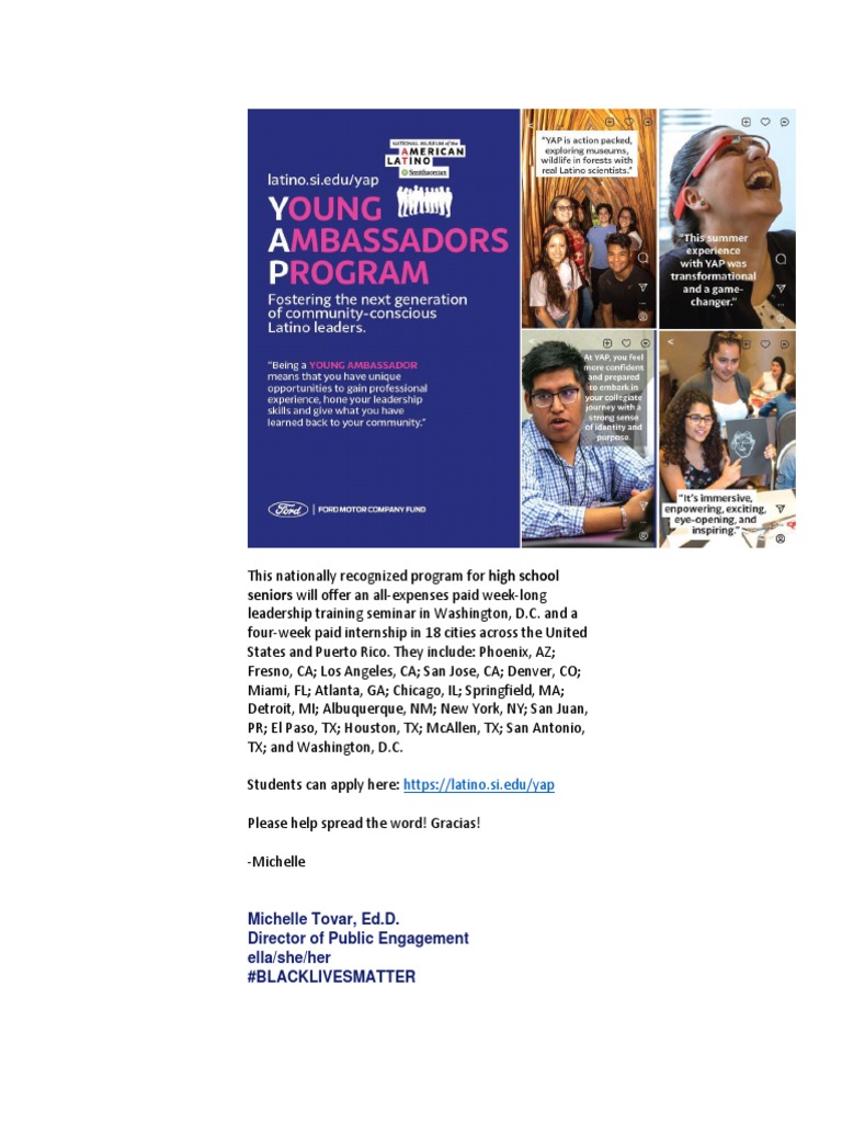 2022 Young Ambassadors Program at HMH | PDF