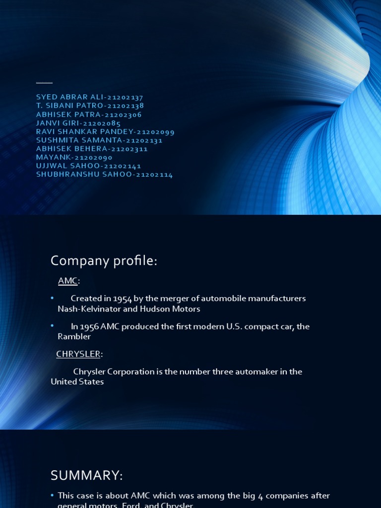 AMC and Chrysler Merger Case OT | PDF | Chrysler | Mergers And Acquisitions