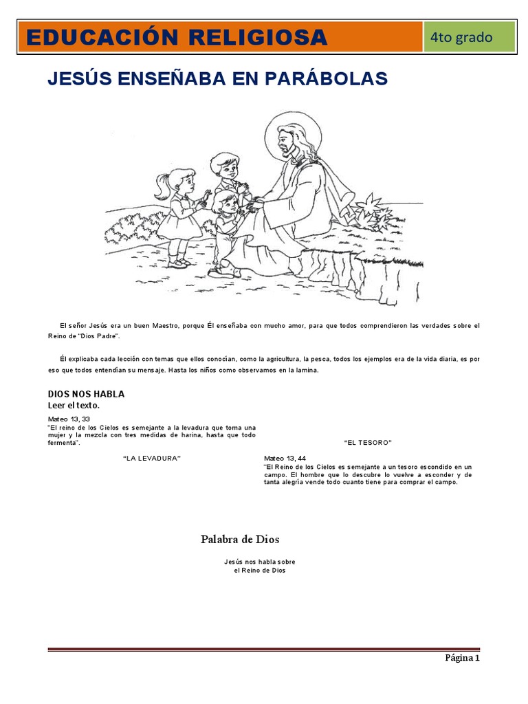 Educación Religiosa: Jesús Enseñaba en Parábolas | PDF | Iglesia ...