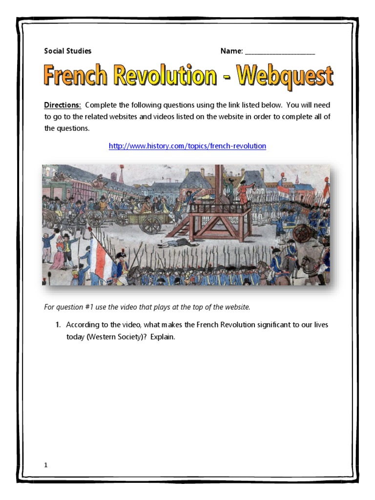French Revolution Web Quest With Key | PDF | French Revolution | Reign ...