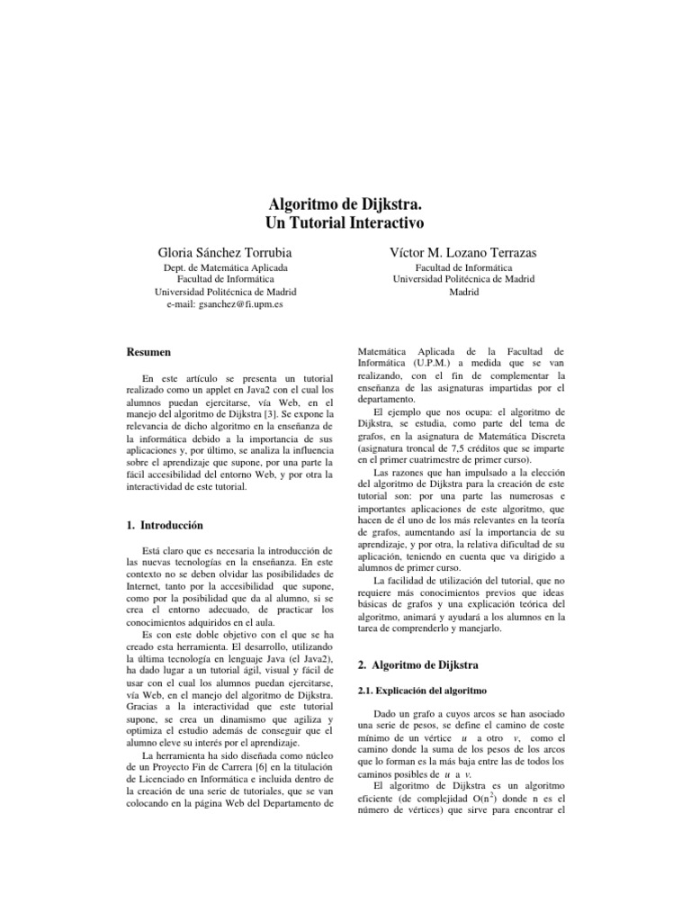 Tutorial Del Algoritmo de Dijkstra | PDF | Salón de clases | Aprendizaje