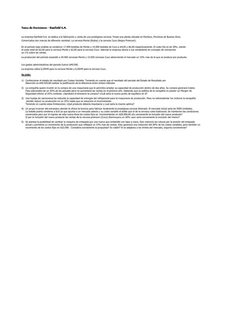 Ej. #23 - TD - Banfield S.A. - Resuelto | PDF