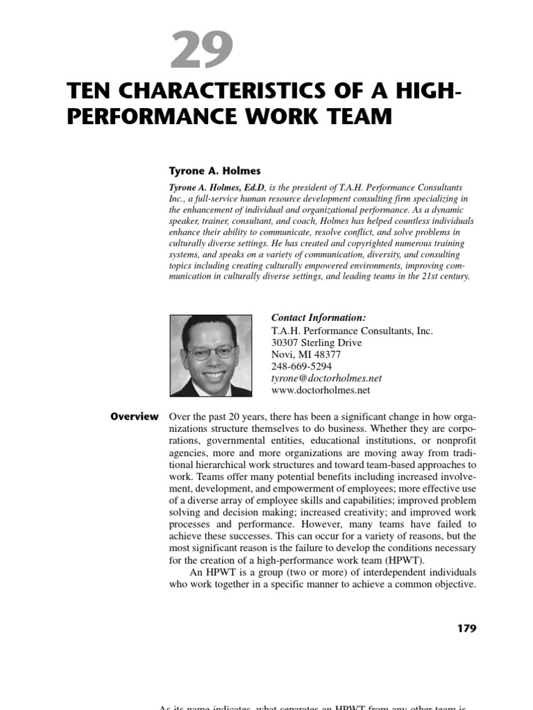 Ten Characteristics of A High Performance Work Team | PDF | Empowerment ...