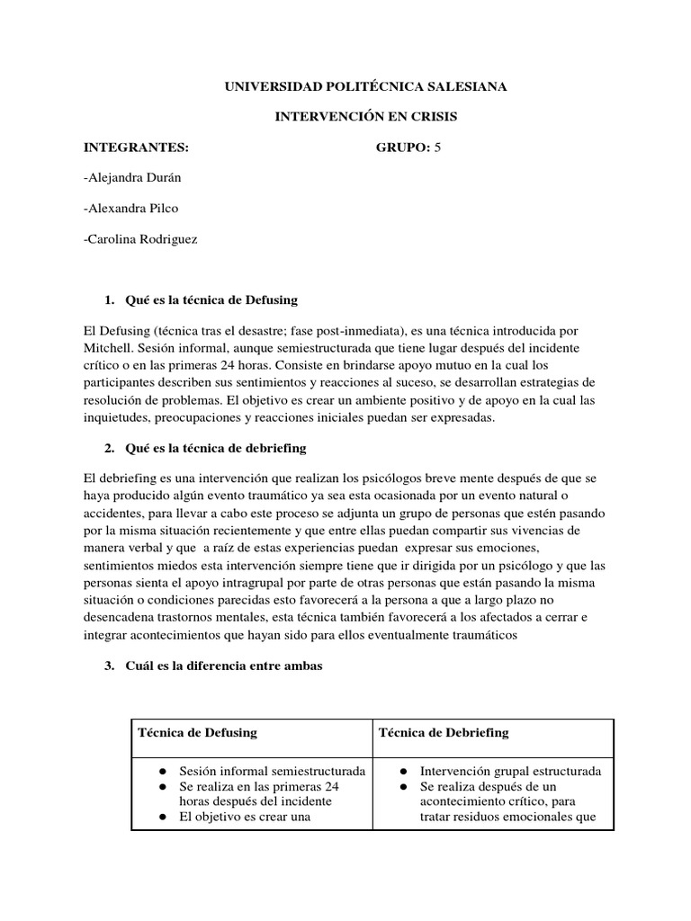 Debriefing - Defusing | PDF | Las emociones | Sicología