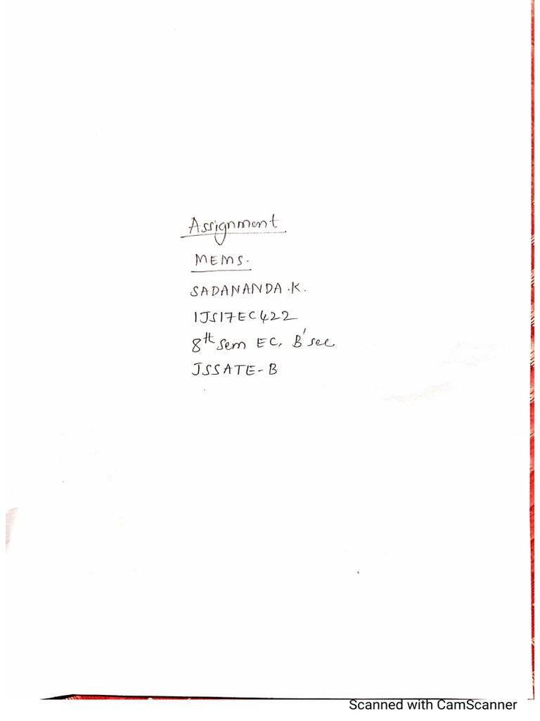 Mems Assignment 1js17ec422 | PDF