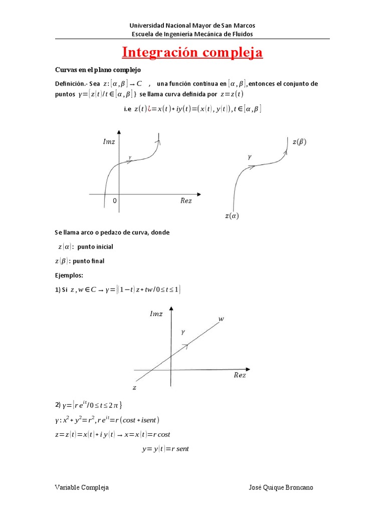 Integracion Compleja | PDF | Curva | Integral