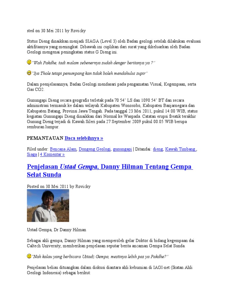 Status Siaga Gunung Dieng | PDF