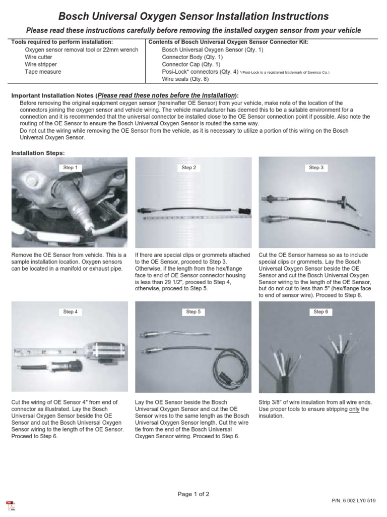 Bosch Universal Oxygen Sensor Installation Instructions | PDF ...
