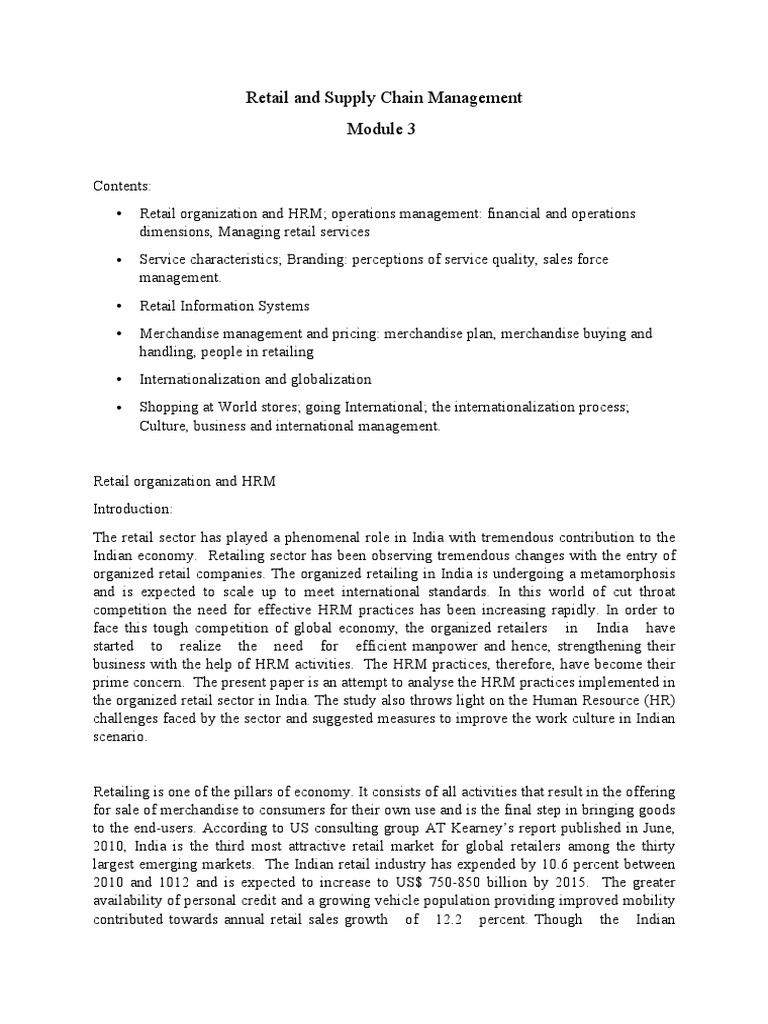 Module 3 Notes. | PDF | Retail | Sales