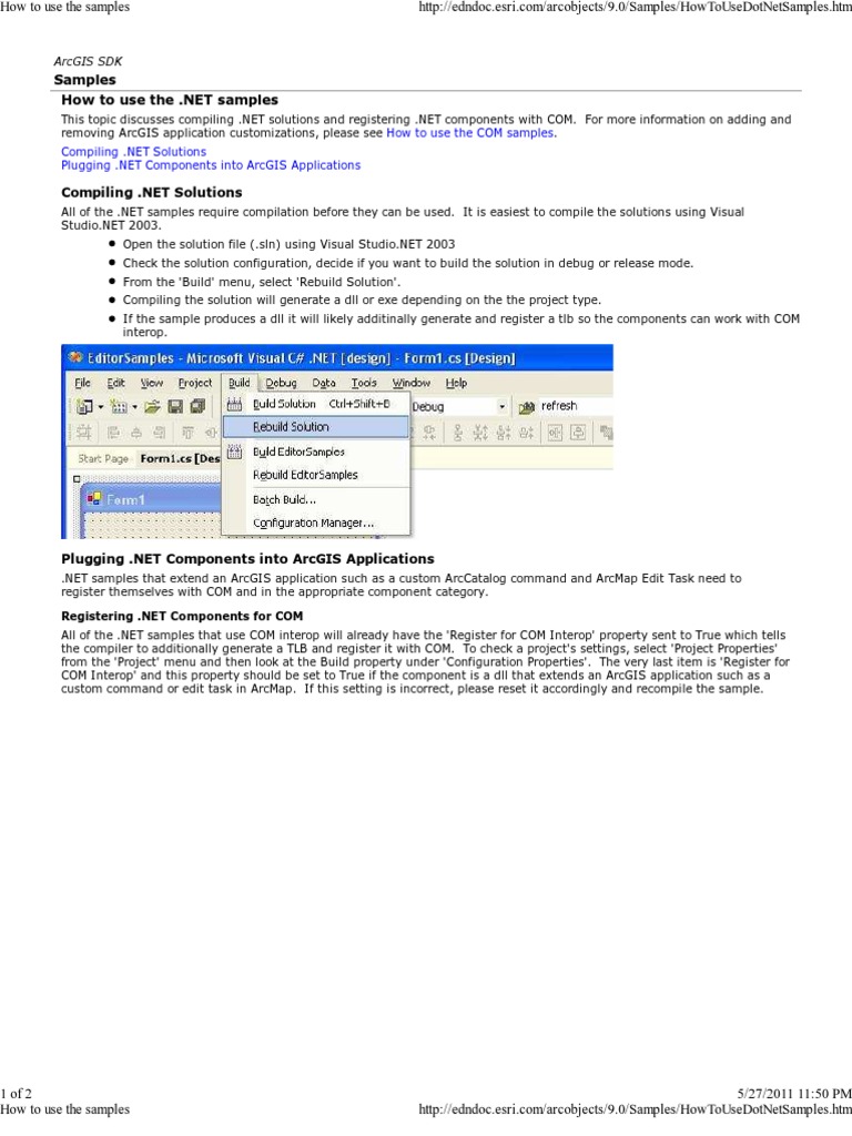 Compiling .NET Samples | PDF | Component Object Model | Arc Gis