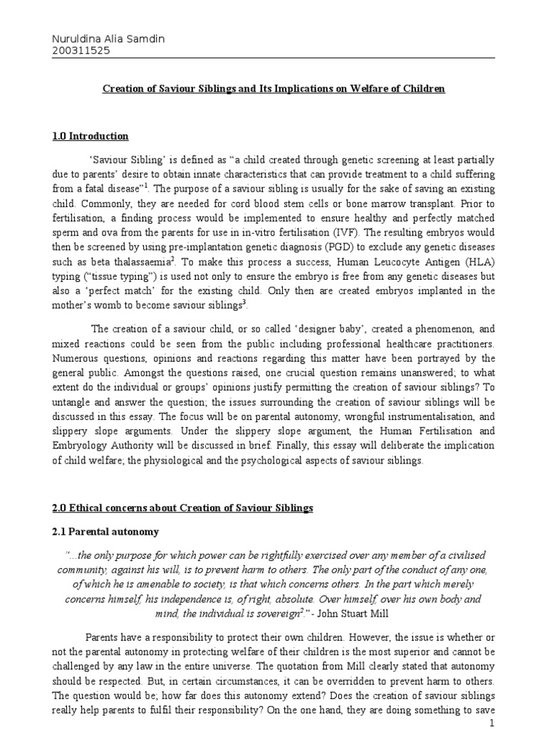 Final SSC 3.1 Saviour Siblings | PDF | Assisted Reproductive Technology ...