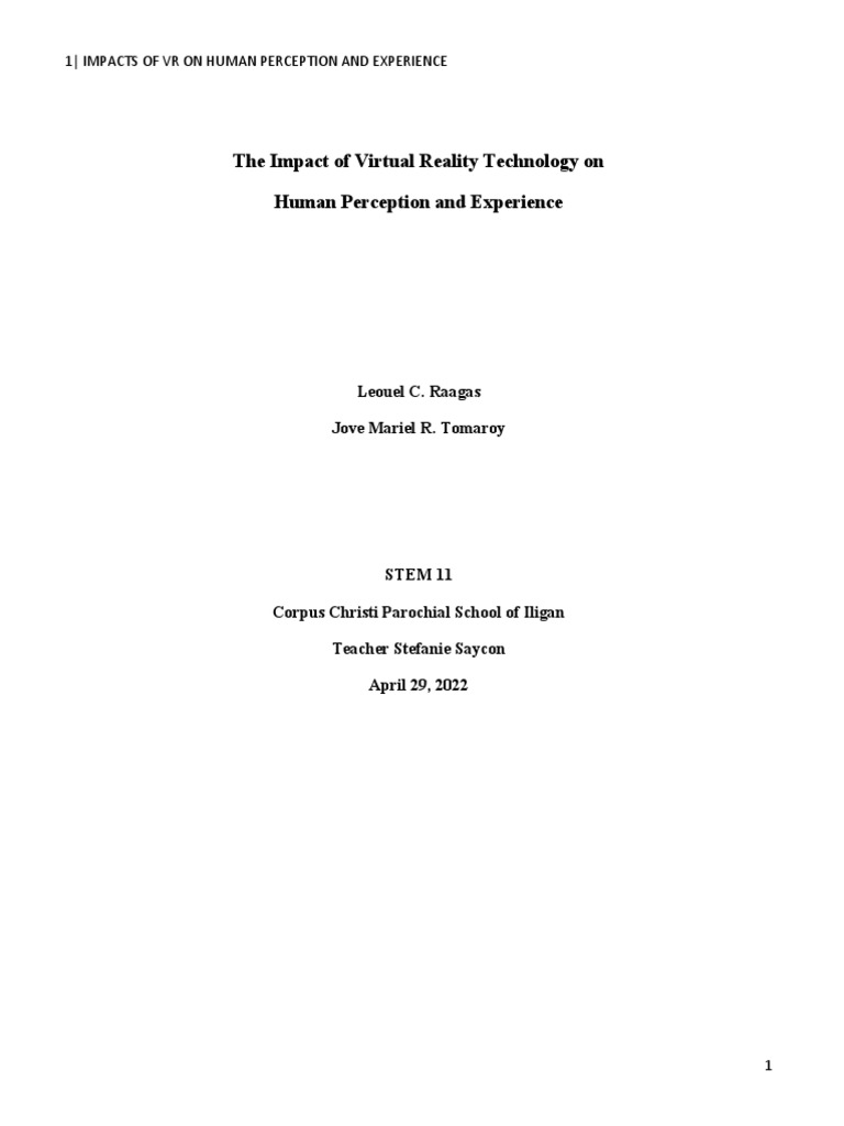 VR's Impact on Human Perception | PDF | Virtual Reality | Perception