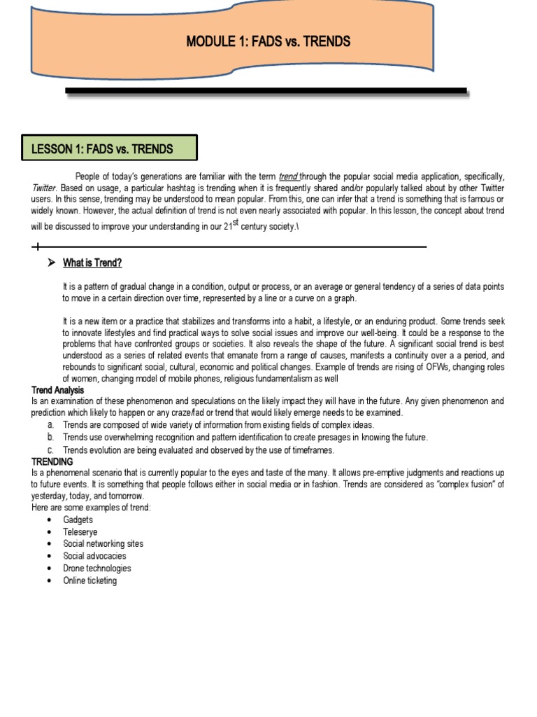 Understanding the Distinction Between Trends and Fads | PDF | Foods | Brand