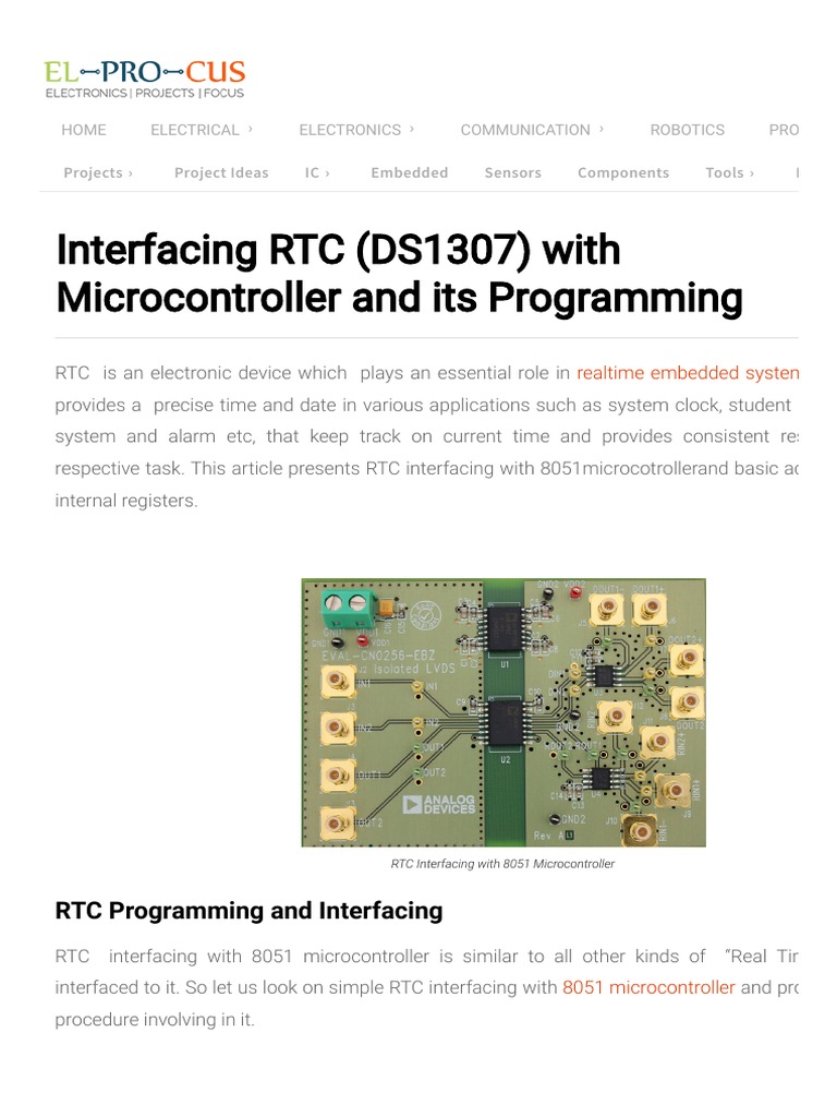 RTC Interfacing With 8051 Microcontroller and Programming | PDF ...