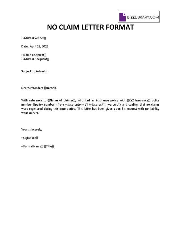 No Claim Letter | PDF