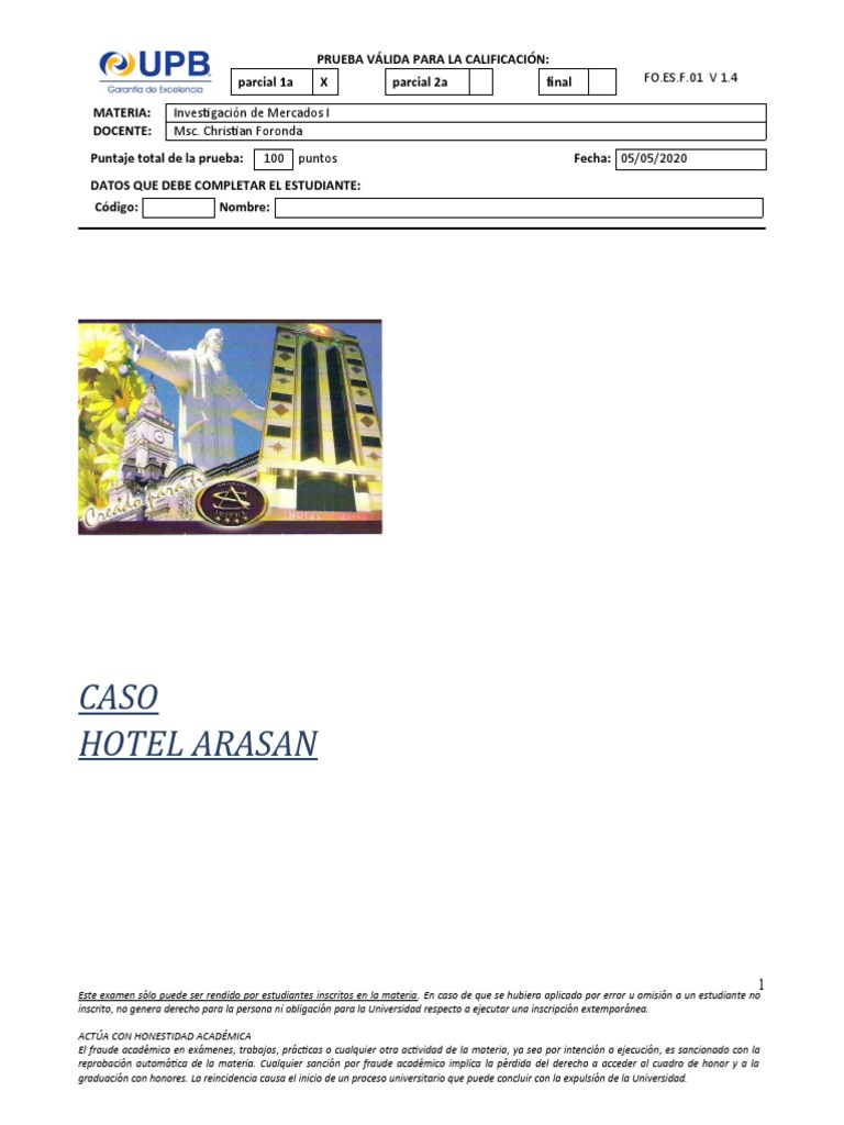 Caso Hotel Arasan: FO - ES.F.01 V 1.4 Investigación de Mercados I Msc ...