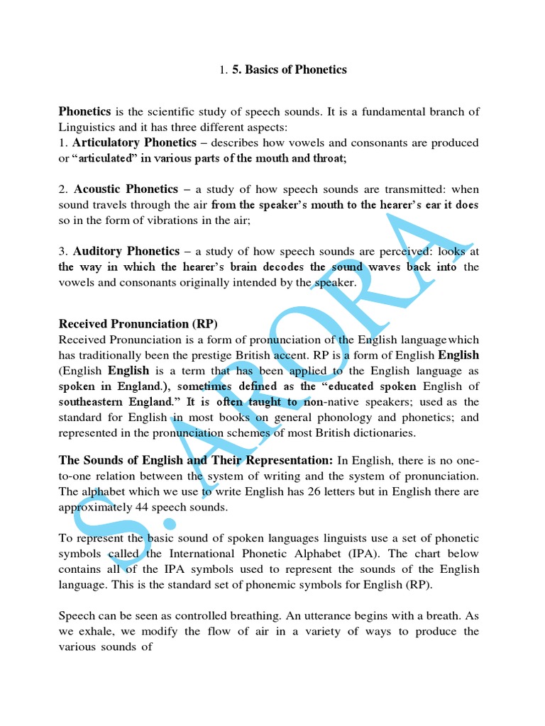 1.5 - Basics of Phonetics | PDF | Phonetics | Consonant