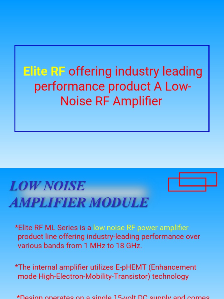 Elite RF Offering Industry Leading Performance Product A Low Noise RF ...