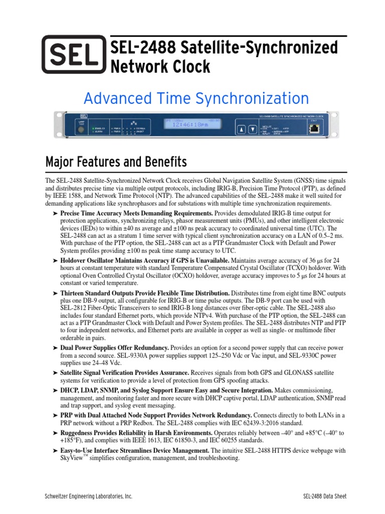 SEL 2488 Satellite Synchronised Network Clock | PDF | Computer Network ...