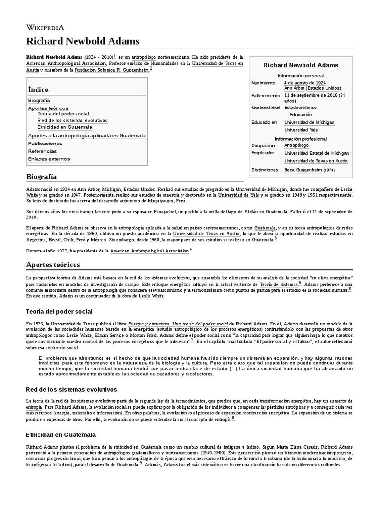 Richard Newbold Adams - Desconocido | PDF | Science