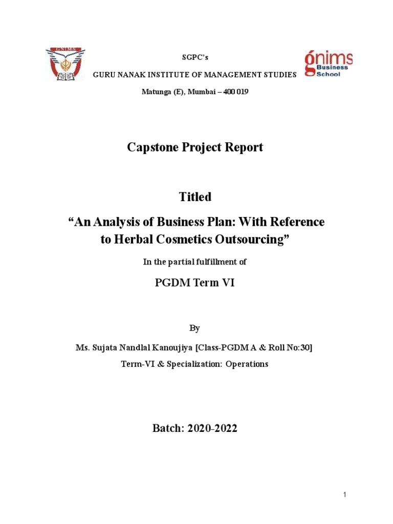 Capstone Project Report: PGDM Term Vi | PDF | Advertising | Cosmetics