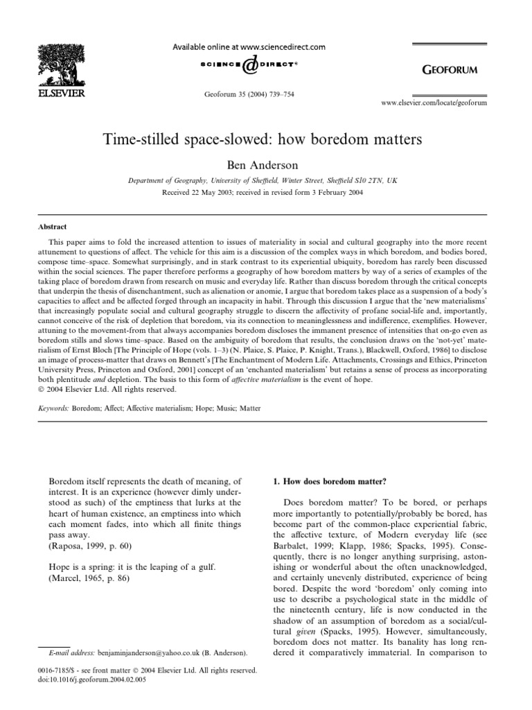 How Boredom Matters | PDF | Materialism | Matter