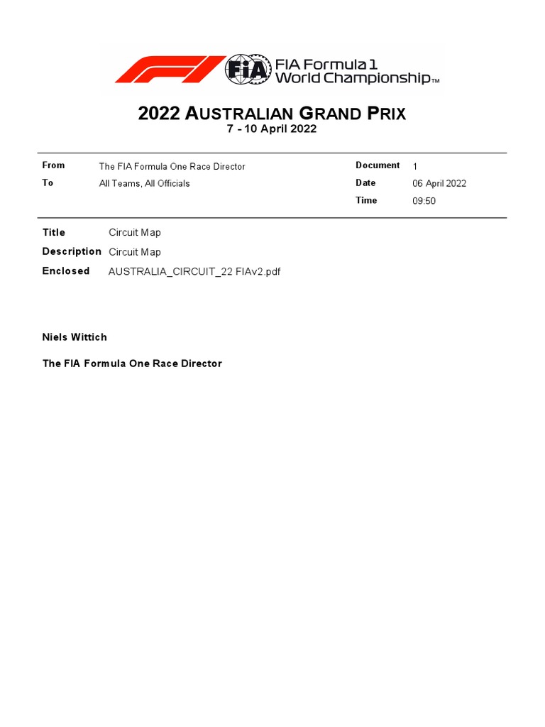 2022 Australian Grand Prix - Circuit Map | PDF