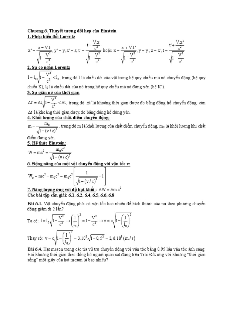Bt-Chuong 6 - Thuyet Tuong Doi | PDF