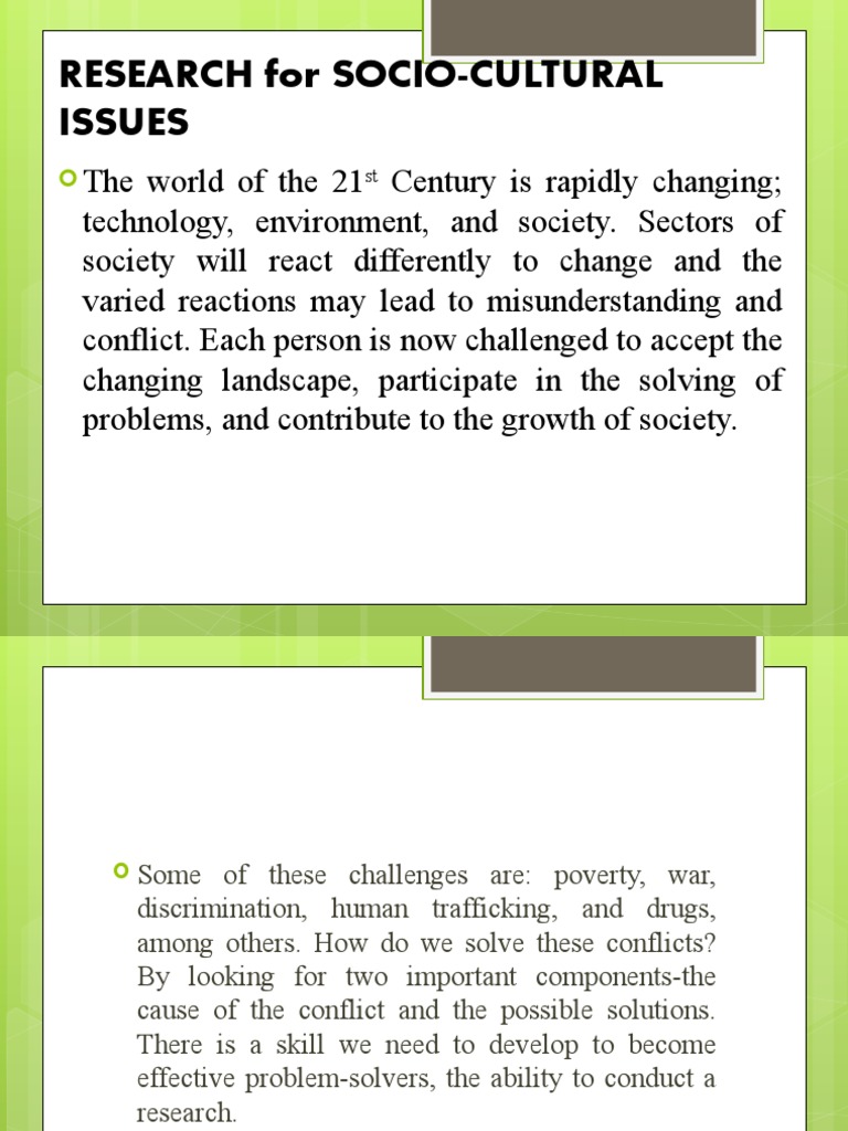Research For Socio-Cultural Issues | PDF