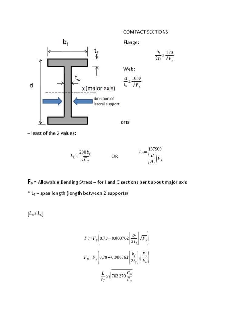 Compact Sections Flange:: Critical Distance Between Lateral Supports | PDF