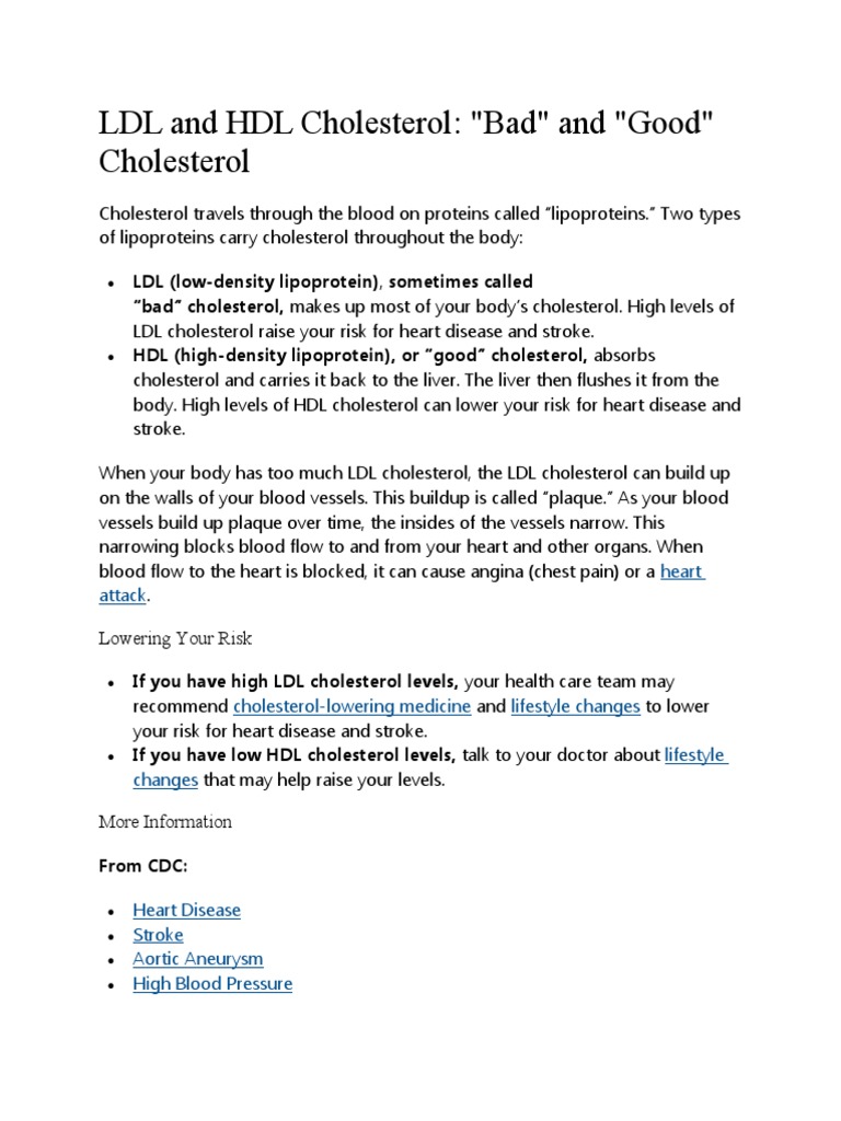 Ldl And Hdl Cholesterol Bad And Good Cholesterol Lowering Your
