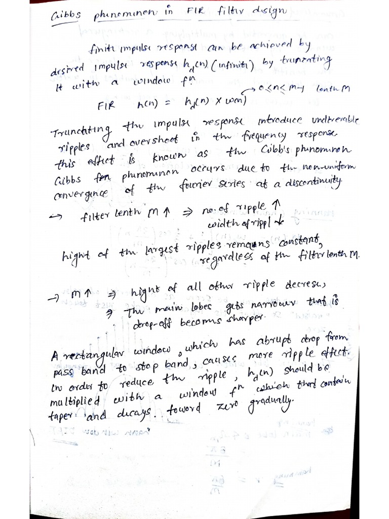 Gibbs Phenomenon in FIR Filter Design | PDF