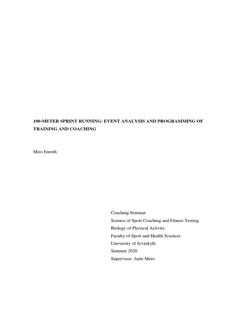 100-Meter Sprint Training Analysis | PDF | Force | Skeletal Muscle