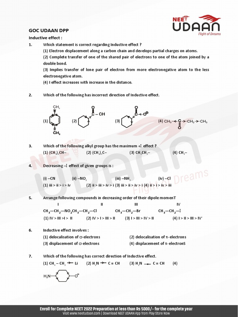 Goc Udaan DPP: Inductive Effect | PDF