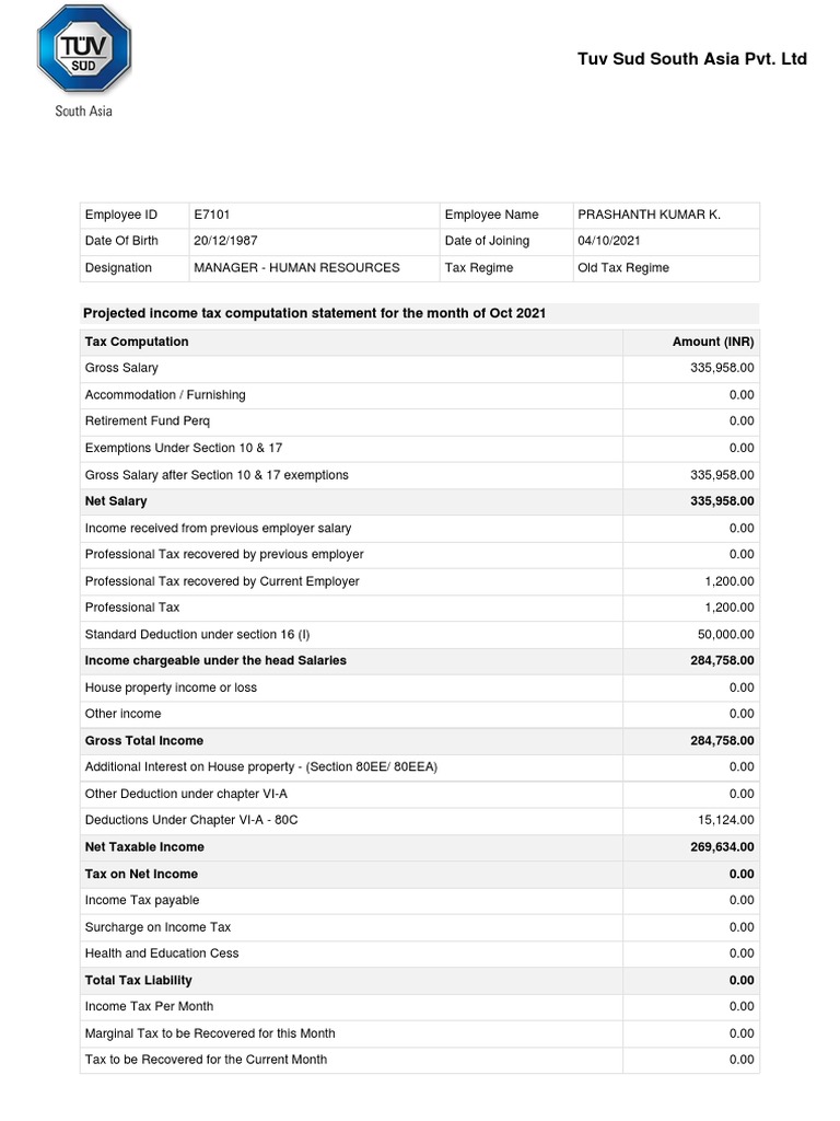 Tax Computation 10 2021 | PDF | Taxes | Income Tax