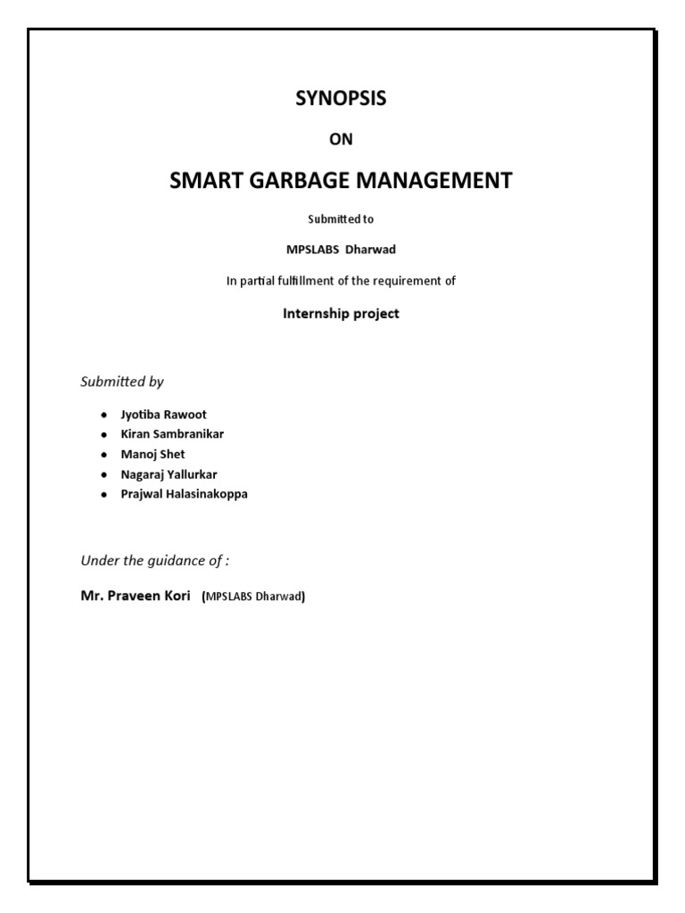 Smart Garbage Management: Synopsis | PDF | Technology & Engineering