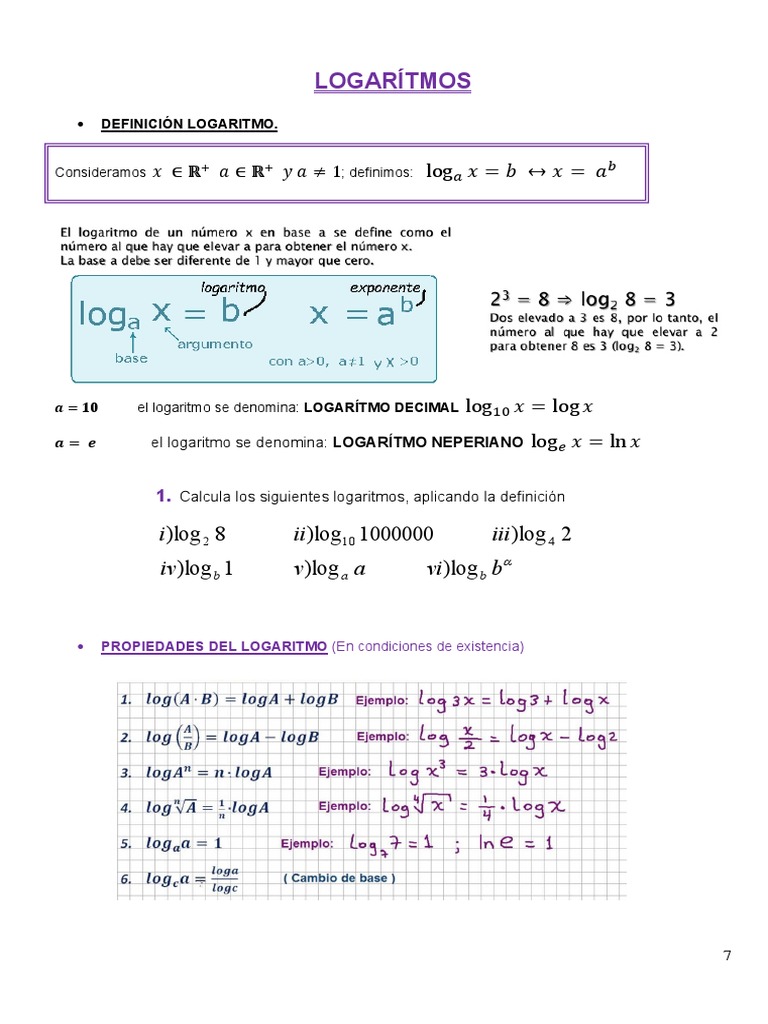 Logaritmos 1ro EMT | PDF | Logaritmo | Geometría diferencial