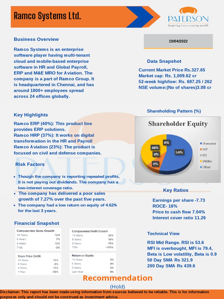 Analysis of Ramco Systems | PDF | Enterprise Resource Planning | Equity ...