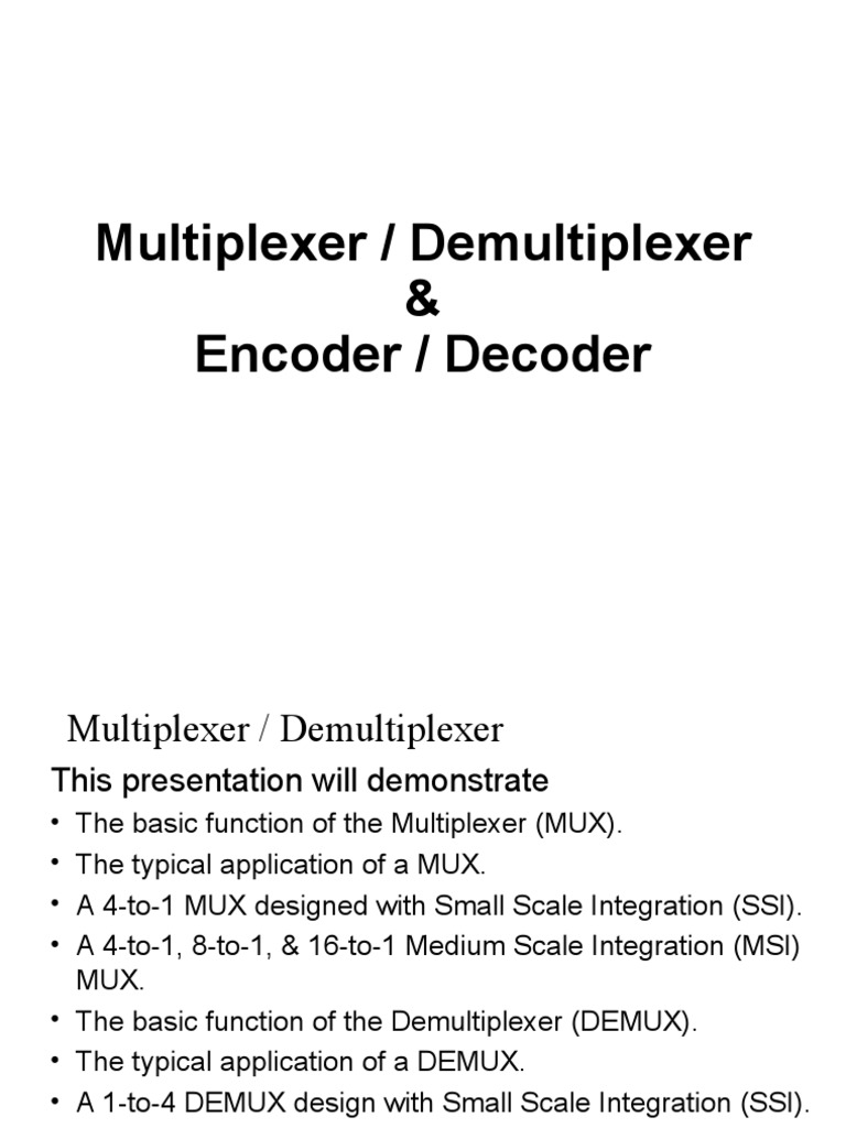Multiplexer / Demultiplexer & Encoder / Decoder | PDF | Electronic ...