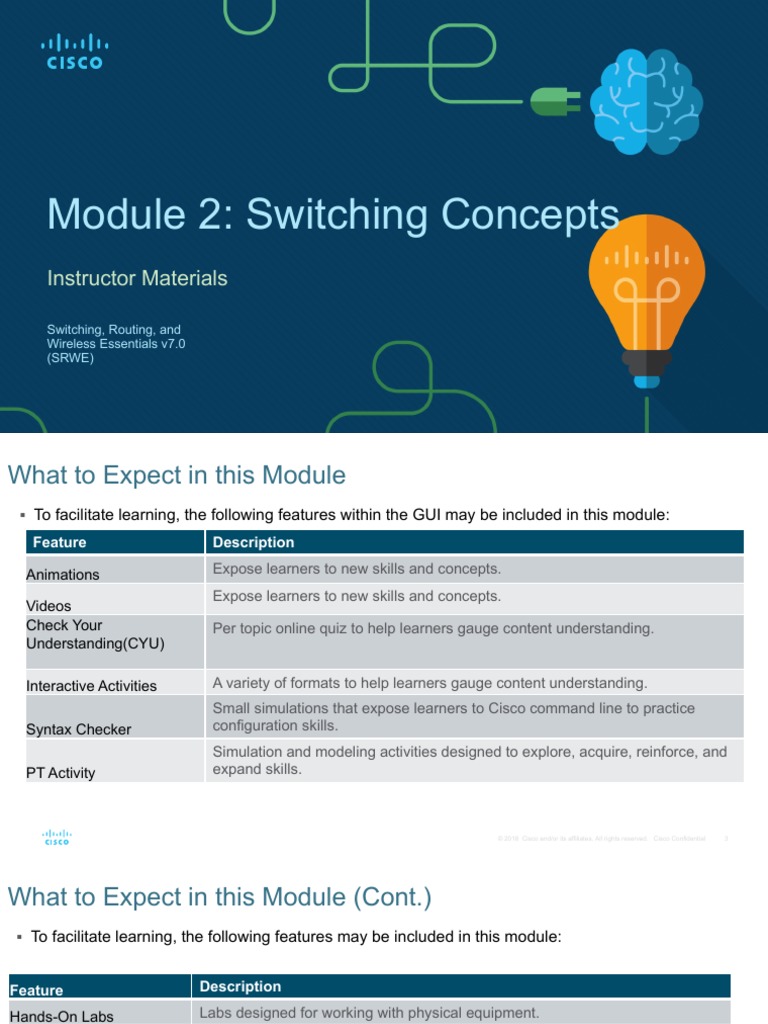 Module 2: Switching Concepts: Instructor Materials | PDF | Network Switch | Computer Networking