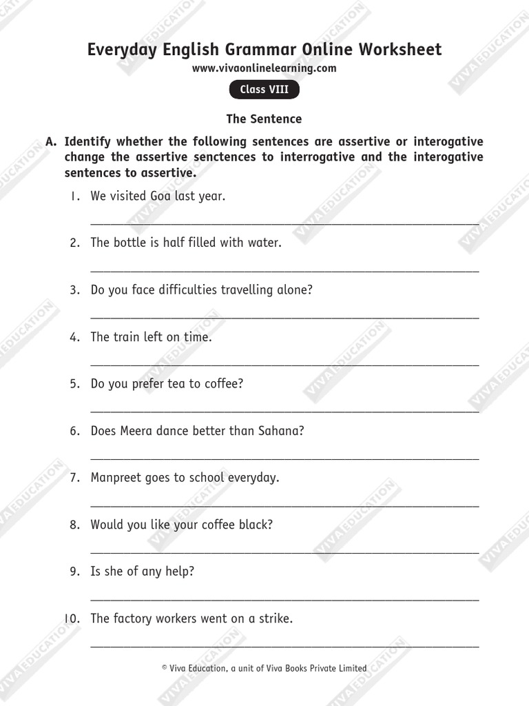 Grammer Class 8th Worksheet | PDF | Semantic Units | Cognitive Science